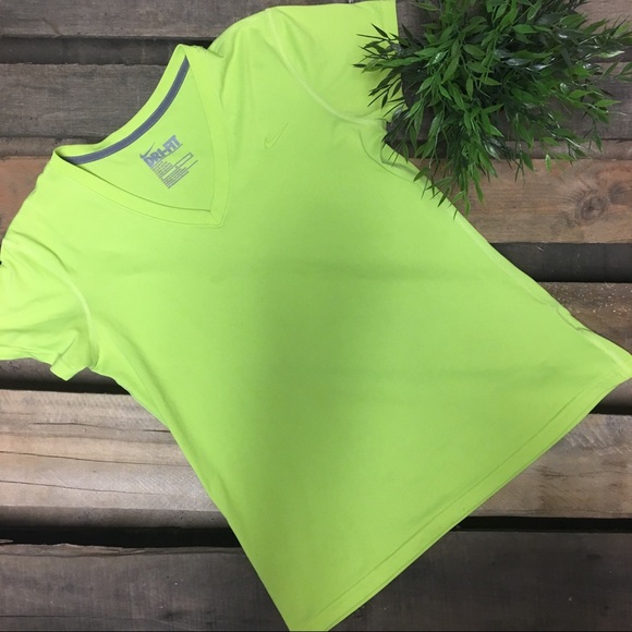 Nike | Tops | Nike Drifit Bright Yellow Vneck Medium | Poshmark